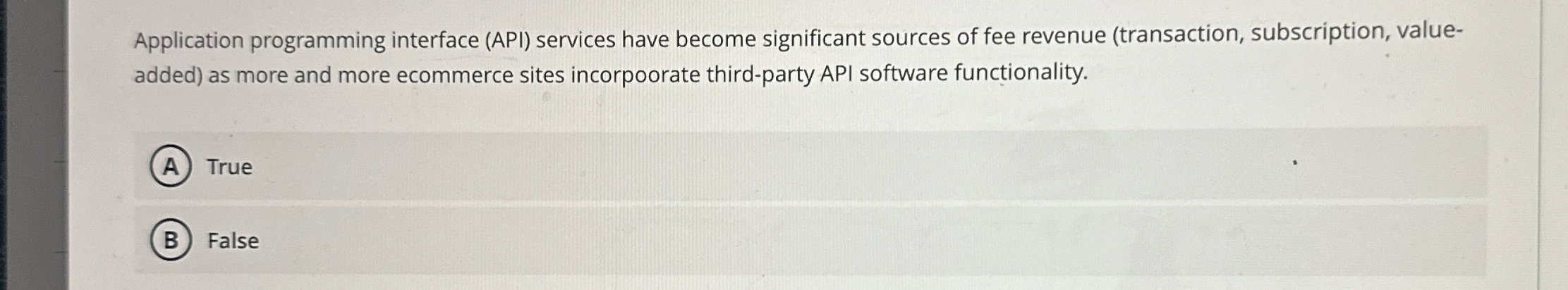 Solved Application programming interface (API) ﻿services | Chegg.com