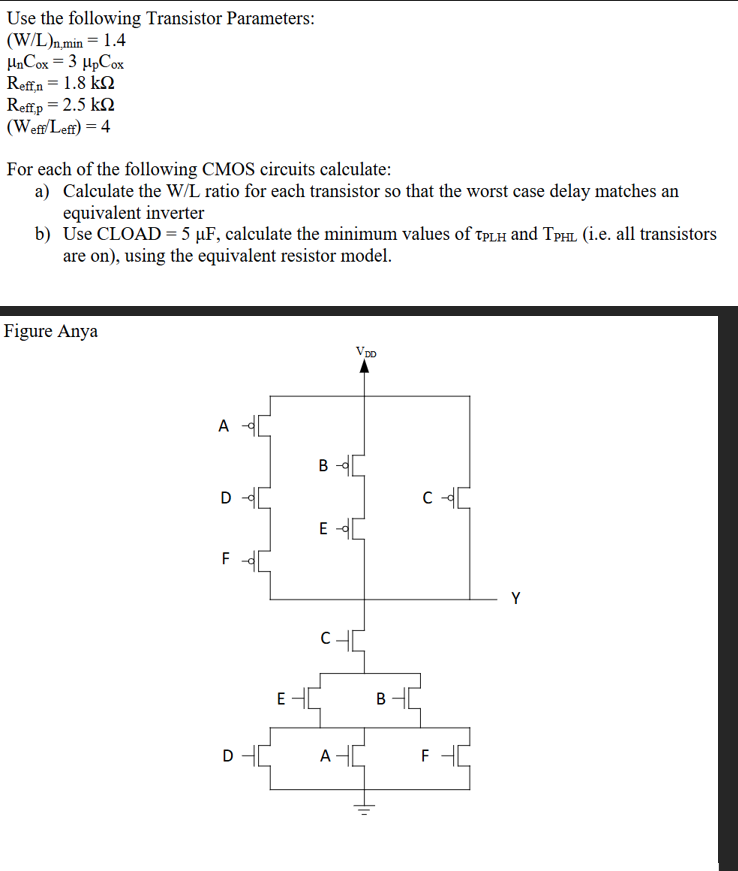 Solved Use the following Transistor Parameters: (W/L)n,min | Chegg.com