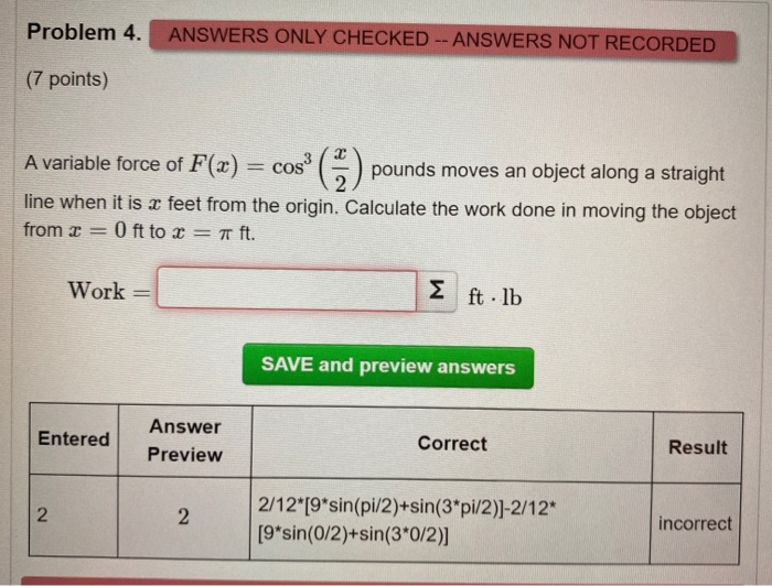 Solved Problem 4. ANSWERS ONLY CHECKED -- ANSWERS NOT | Chegg.com