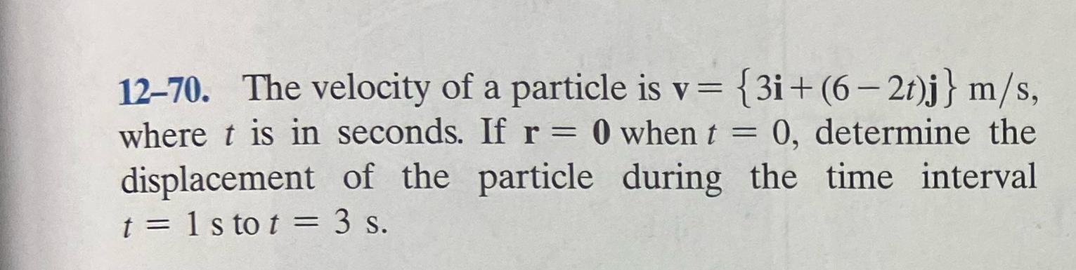 Solved 12-70. ﻿The velocity of a particle is | Chegg.com