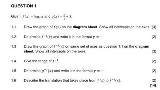 Solved Given: f(x)=log5x and g(x)=2x+3 1.1 Draw the graph of | Chegg.com