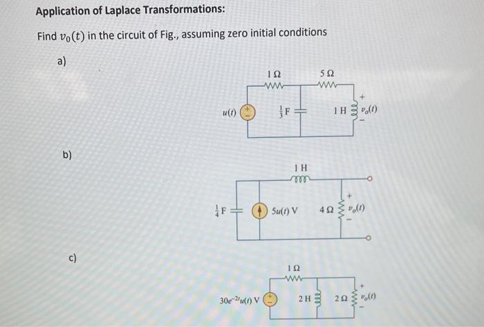 Solved Application of Laplace Transformations: Find v0(t) in | Chegg.com