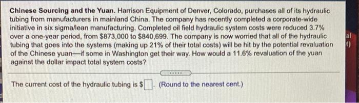 Solved Chinese Sourcing and the Yuan. Harrison Equipment of | Chegg.com