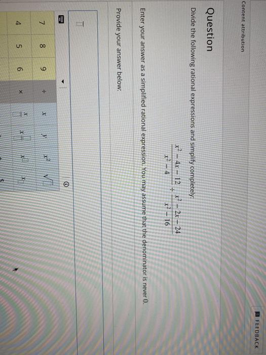 Solved FEEDBACK Content attribution Question Divide the | Chegg.com