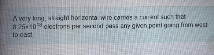 Solved A very long, straight horizontal wire carries a | Chegg.com