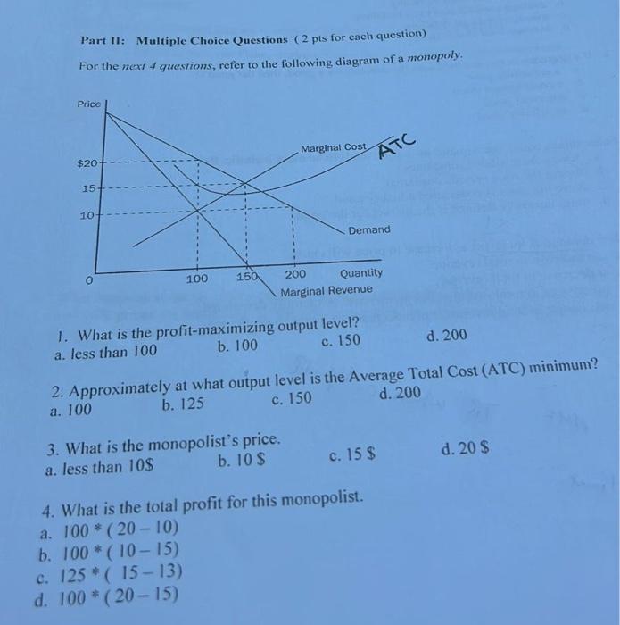 Solved Part 11: Multiple Choice Questions ( 2 pts for each | Chegg.com