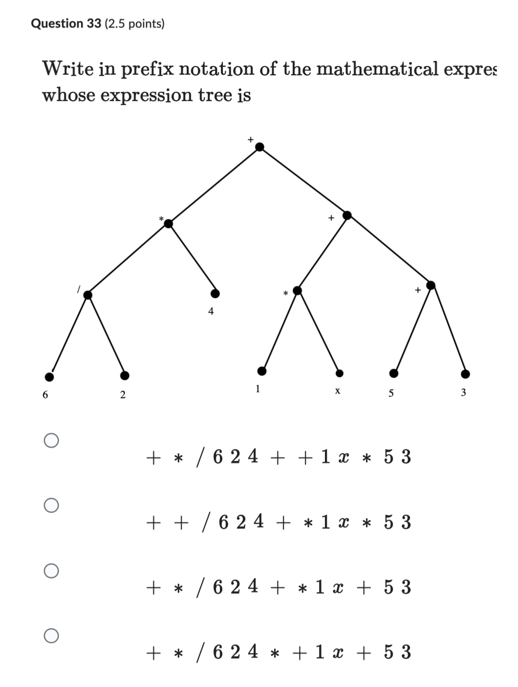 Solved Question 33 25 ﻿pointswrite In Prefix Notation Of 