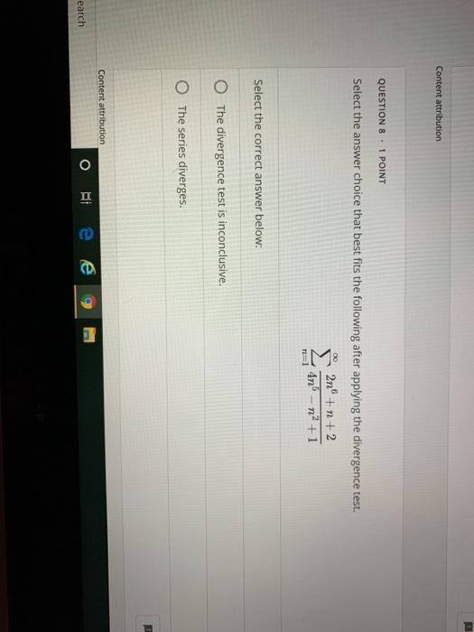 Solved Content attribution QUESTION 8 1 POINT Select the | Chegg.com
