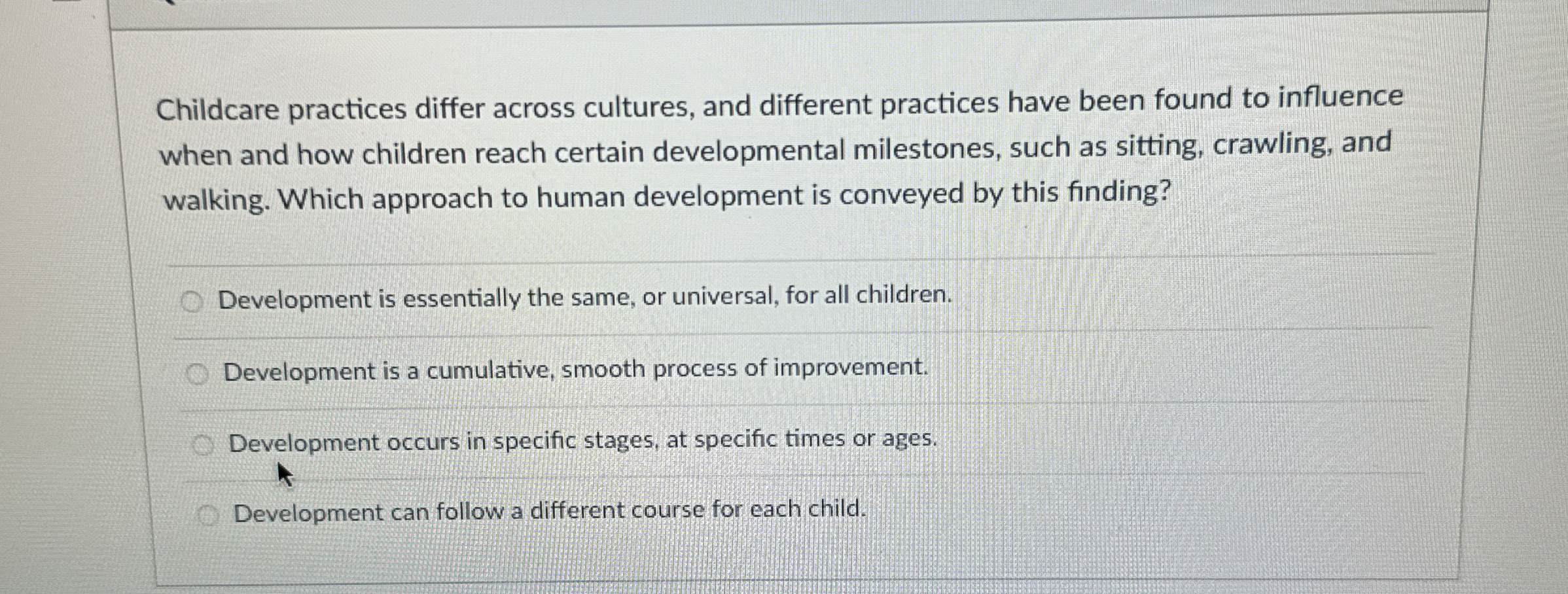 Solved Childcare practices differ across cultures, and | Chegg.com