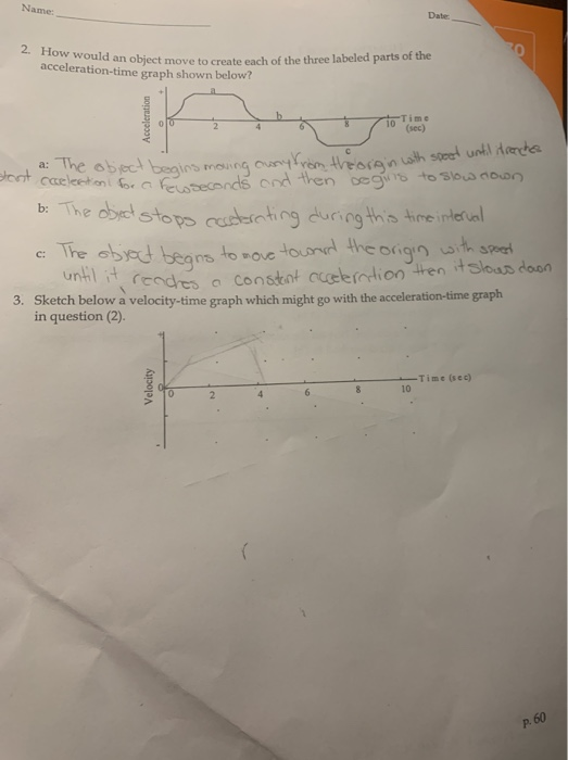 Solved 2. How would an object move to create each of the | Chegg.com
