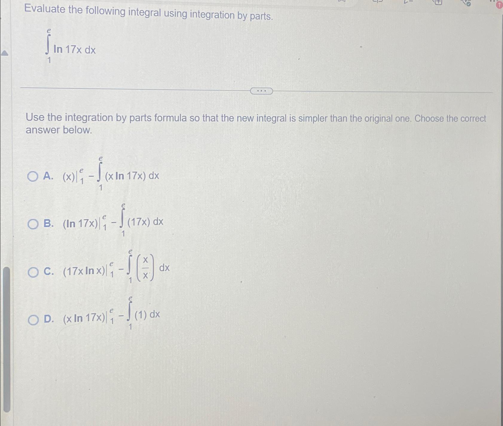 Solved Evaluate the following integral using integration by | Chegg.com