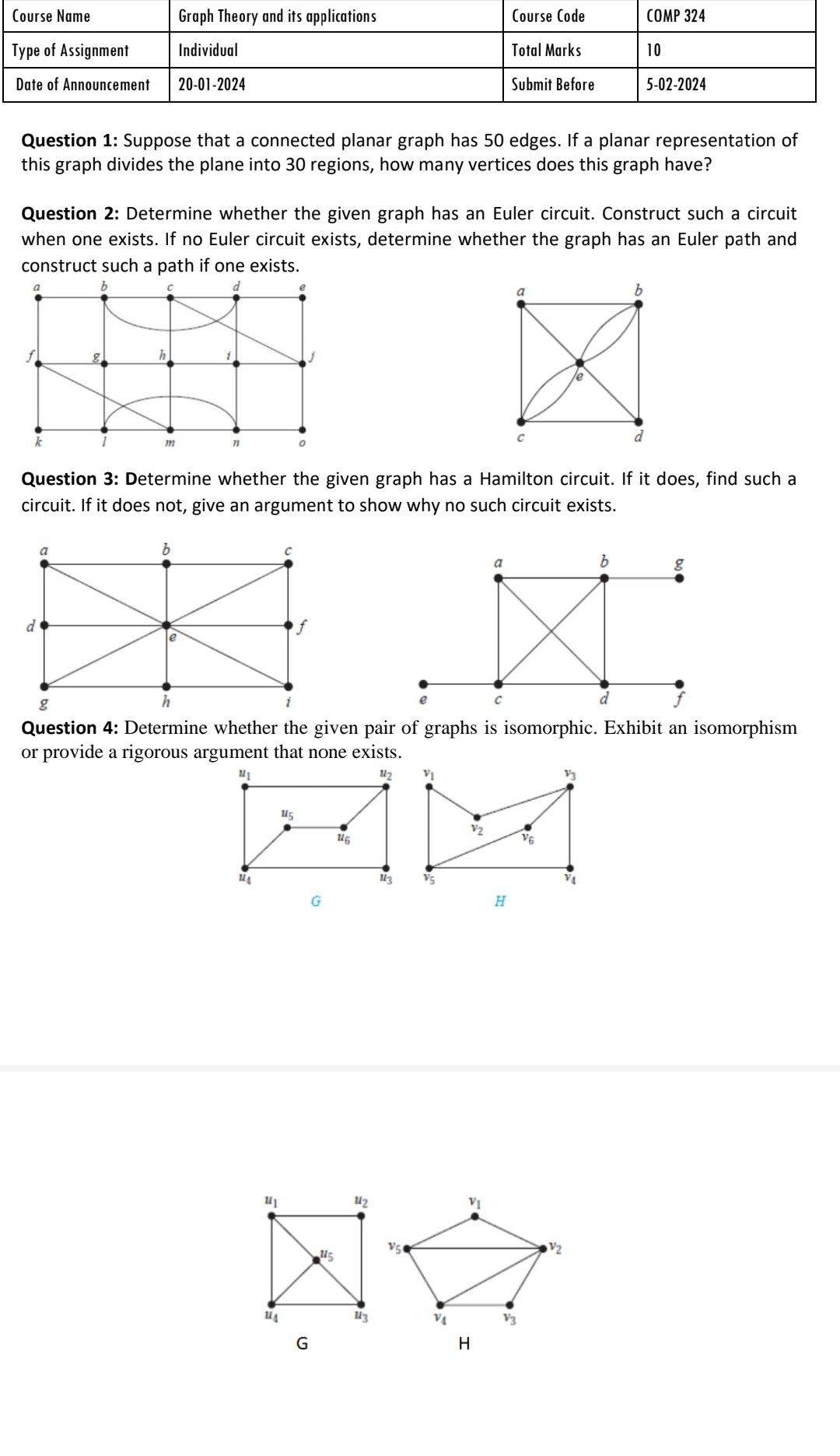 Solved \table[[Course Name,Graph Theory and its | Chegg.com