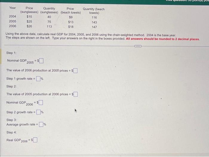 Solved Using the above data, calculate real GDP for | Chegg.com