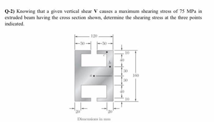 Solved Q-2) Knowing that a given vertical shear V causes a | Chegg.com