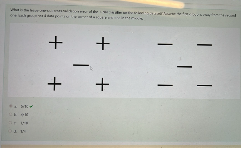 Solved What is the leave-one-out cross-validation error of | Chegg.com