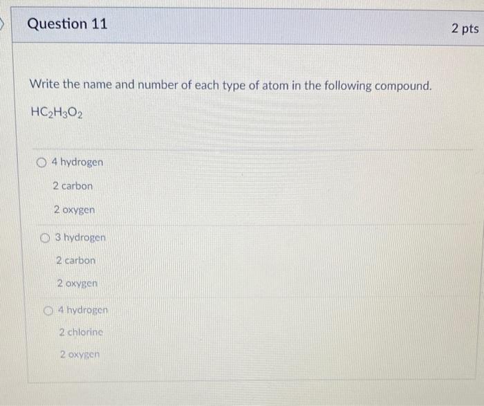 Solved Question 11 2 pts Write the name and number of each | Chegg.com