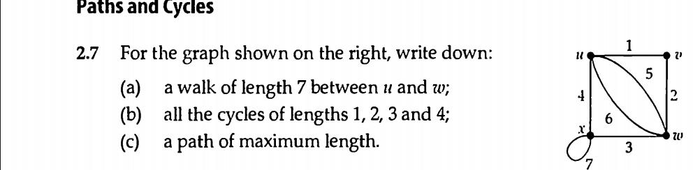 Solved Paths and Cycles2.7 ﻿For the graph shown on the | Chegg.com