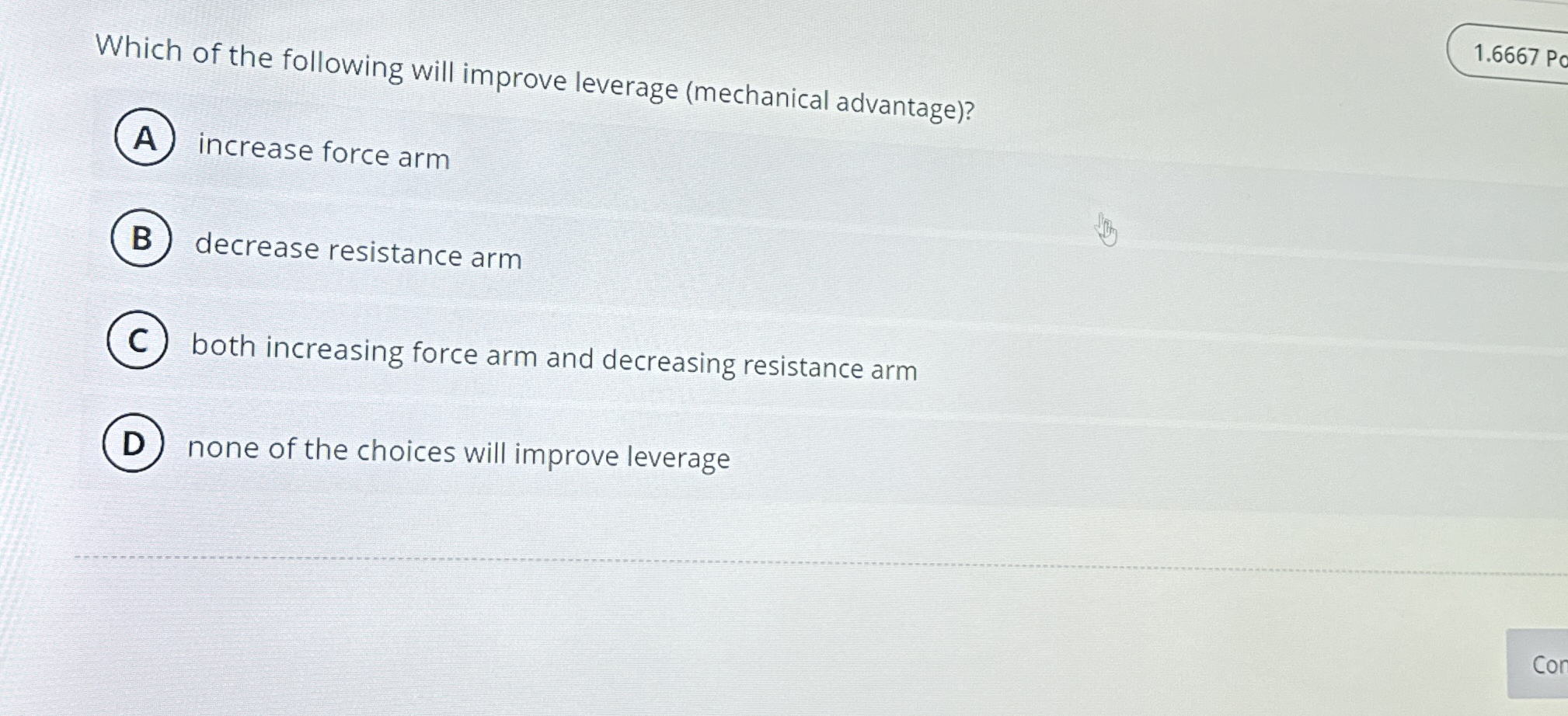 Solved Which of the following will improve leverage | Chegg.com