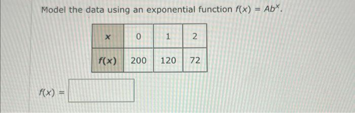 Solved Model the data using an exponential function | Chegg.com