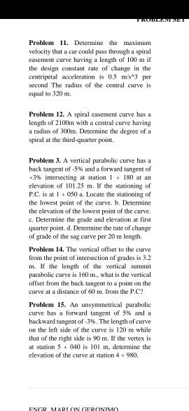 Solved Cor the Problem 1. Two tangents of a simple curve | Chegg.com