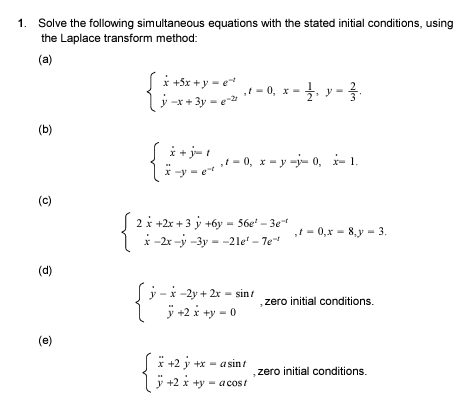 Solved Solve the following simultaneous equations with the | Chegg.com
