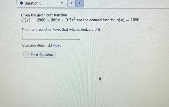 Solved Given the given cost function C(x)=2900+360x+0.7x2 | Chegg.com