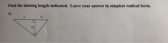 Solved Find the missing length indicated. Leave your answer | Chegg.com