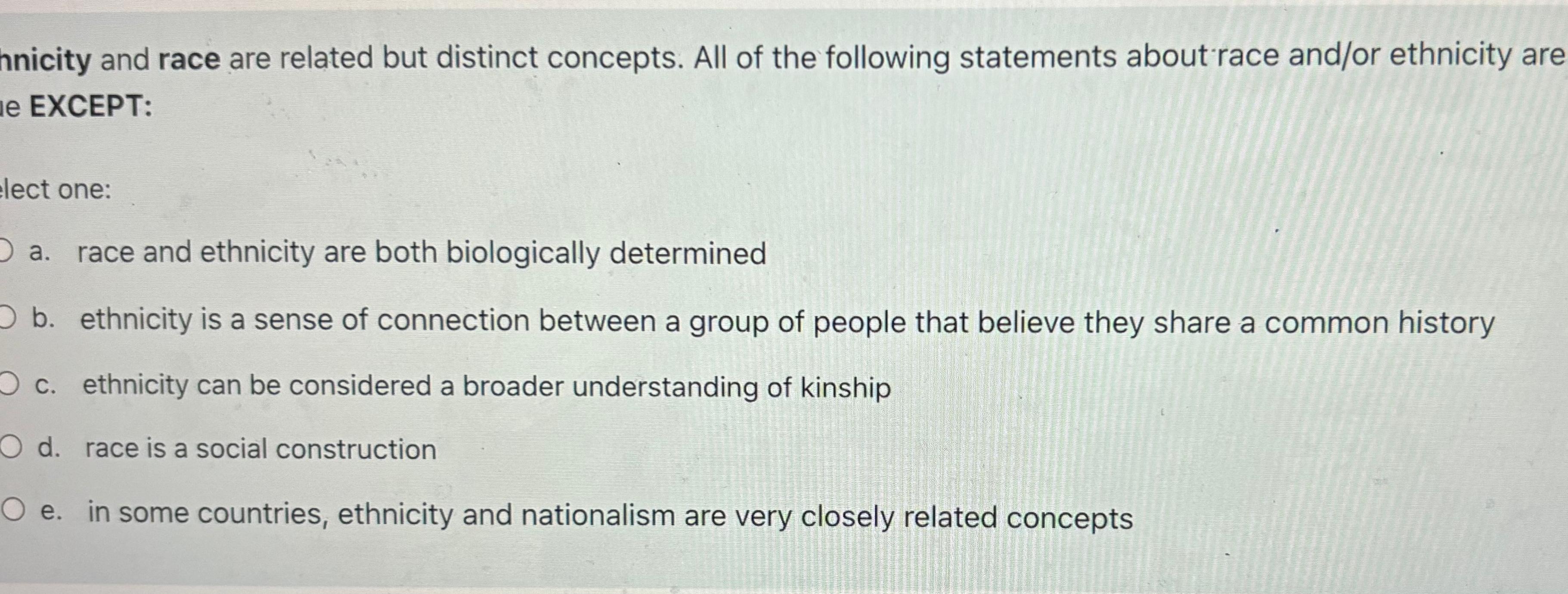 Solved Ethnicity and race are related but distinct concepts. | Chegg.com