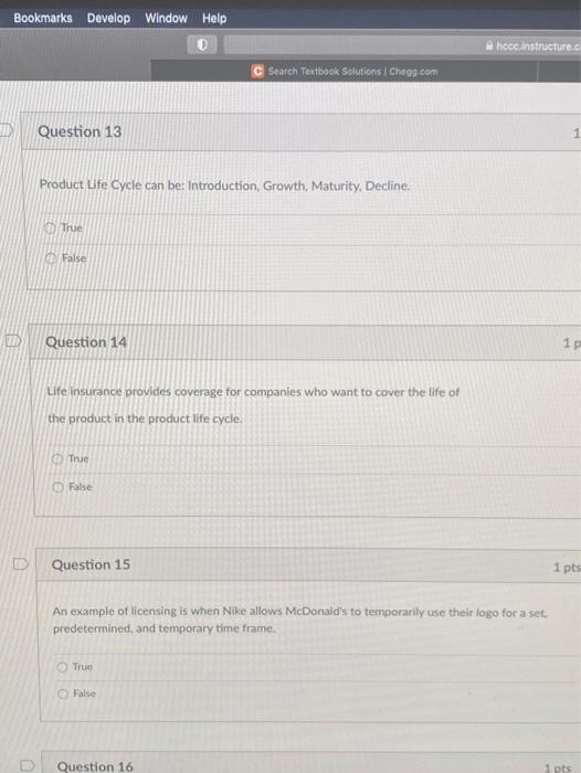 Solved Bookmarks Develop Window Help hccc instructure.c | Chegg.com