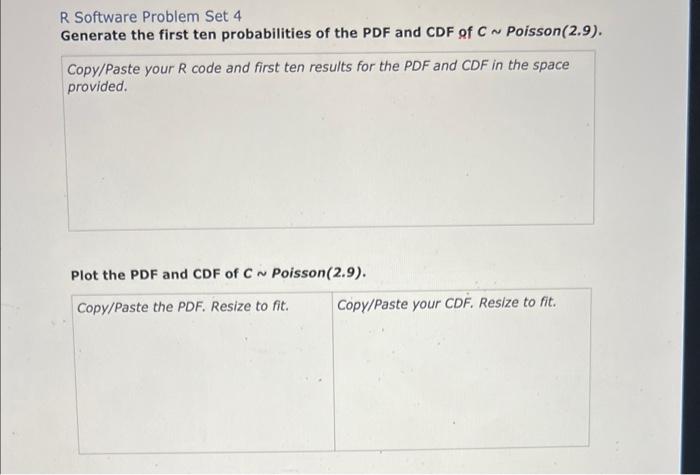Solved R Software Problem Set 4 Generate the first ten | Chegg.com