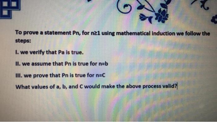 Solved To prove a statement Pn, for n21 using mathematical | Chegg.com