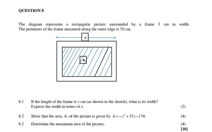 Solved The diagram represents a rectangular picture | Chegg.com