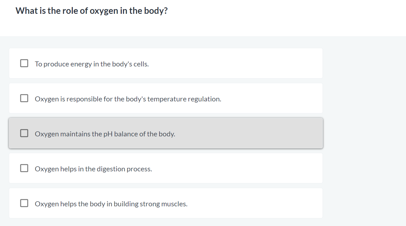 Solved What is the role of oxygen in the body?To produce | Chegg.com