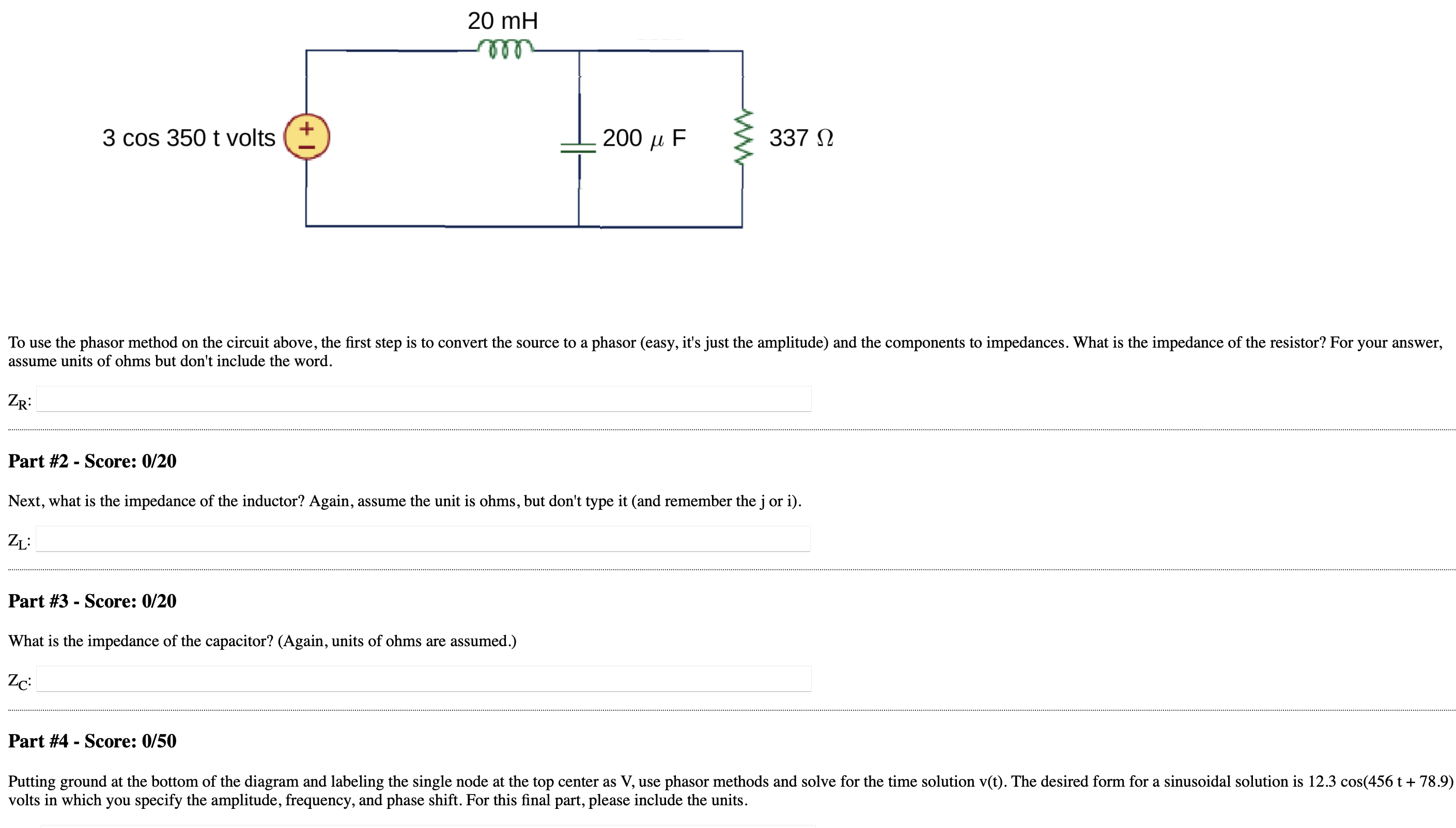 Solved solve it o use the phasor method on the circuit | Chegg.com