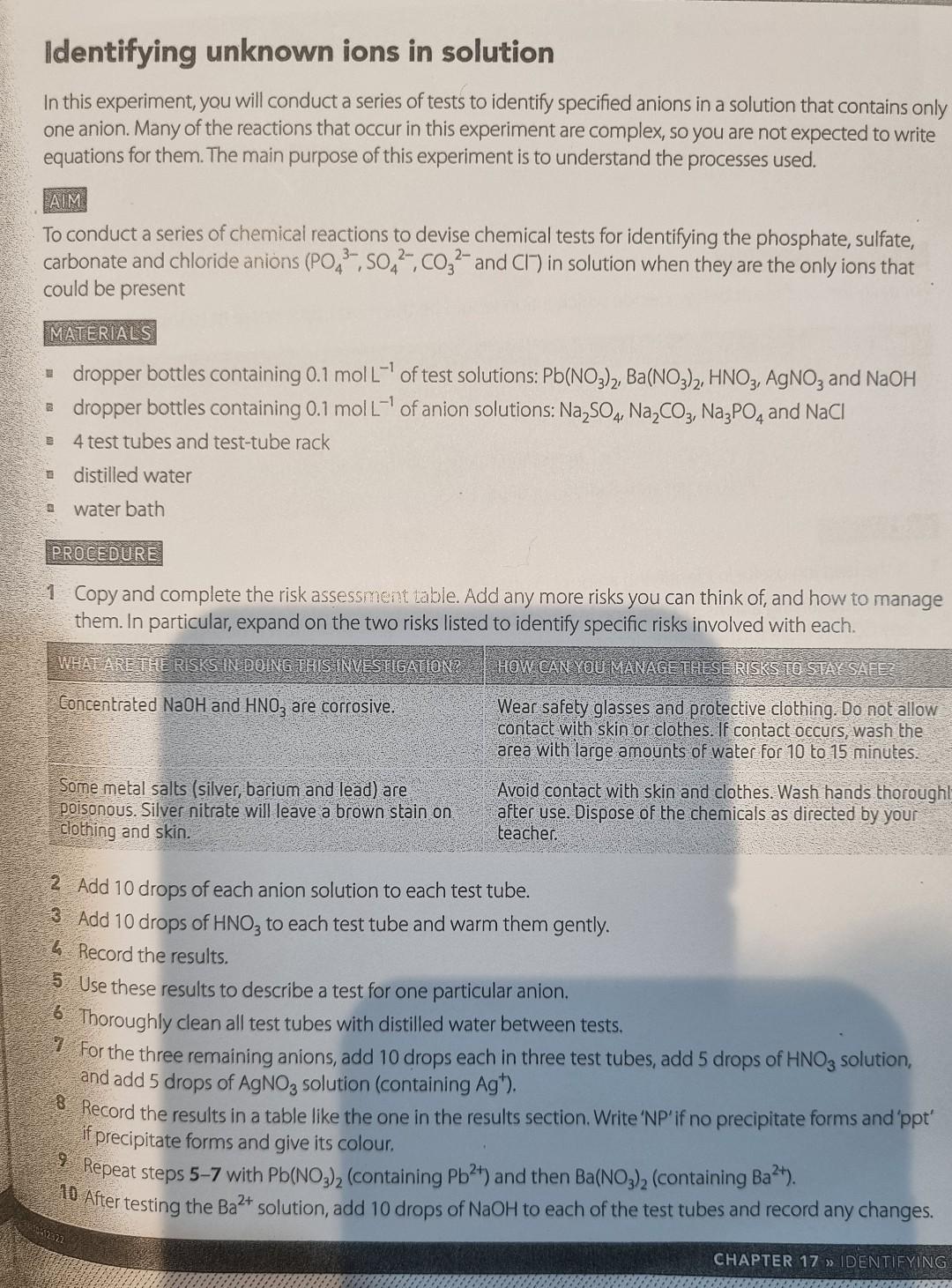 Solved Identifying unknown ions in solution In this | Chegg.com