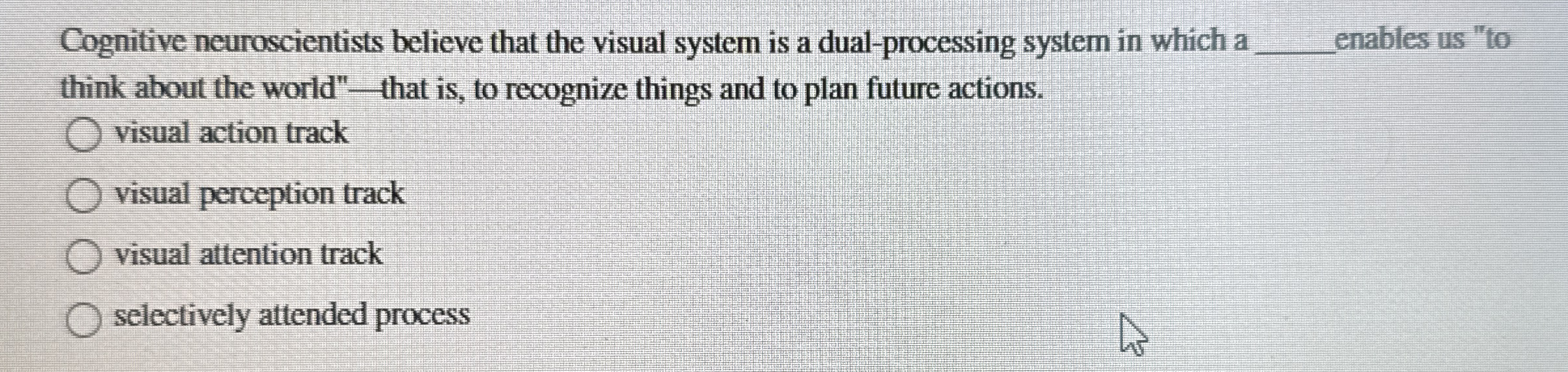 Solved Cognitive neuroscientists believe that the visual | Chegg.com