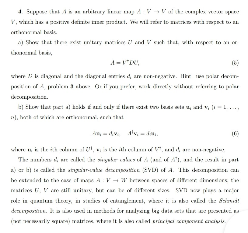 4. Suppose that A is an arbitrary linear map A: V + V | Chegg.com