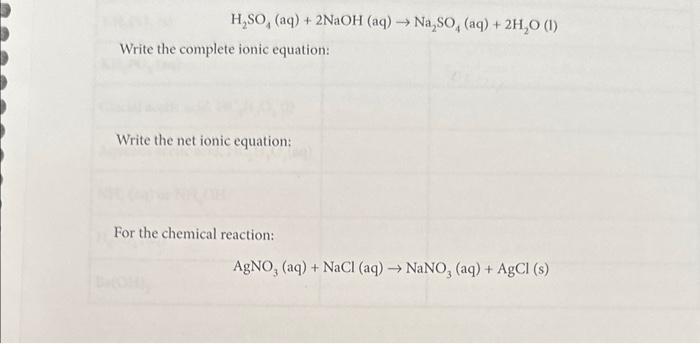 Solved H2SO4(aq)+2NaOH(aq)→Na2SO4(aq)+2H2O (I) Write the | Chegg.com
