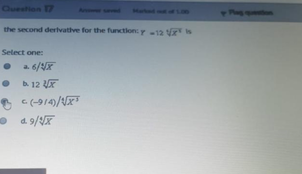 Solved the second derivative for the function: Y=12x24 | Chegg.com