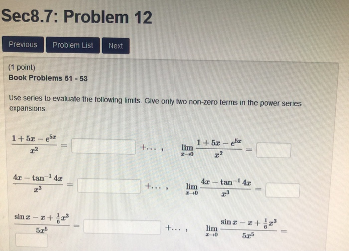 Solved Sec8.7: Problem 12 Previous Problem List Next (1 | Chegg.com