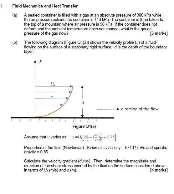 Solved Fluid Mechanics and Heat Transfer (a) A sealed | Chegg.com