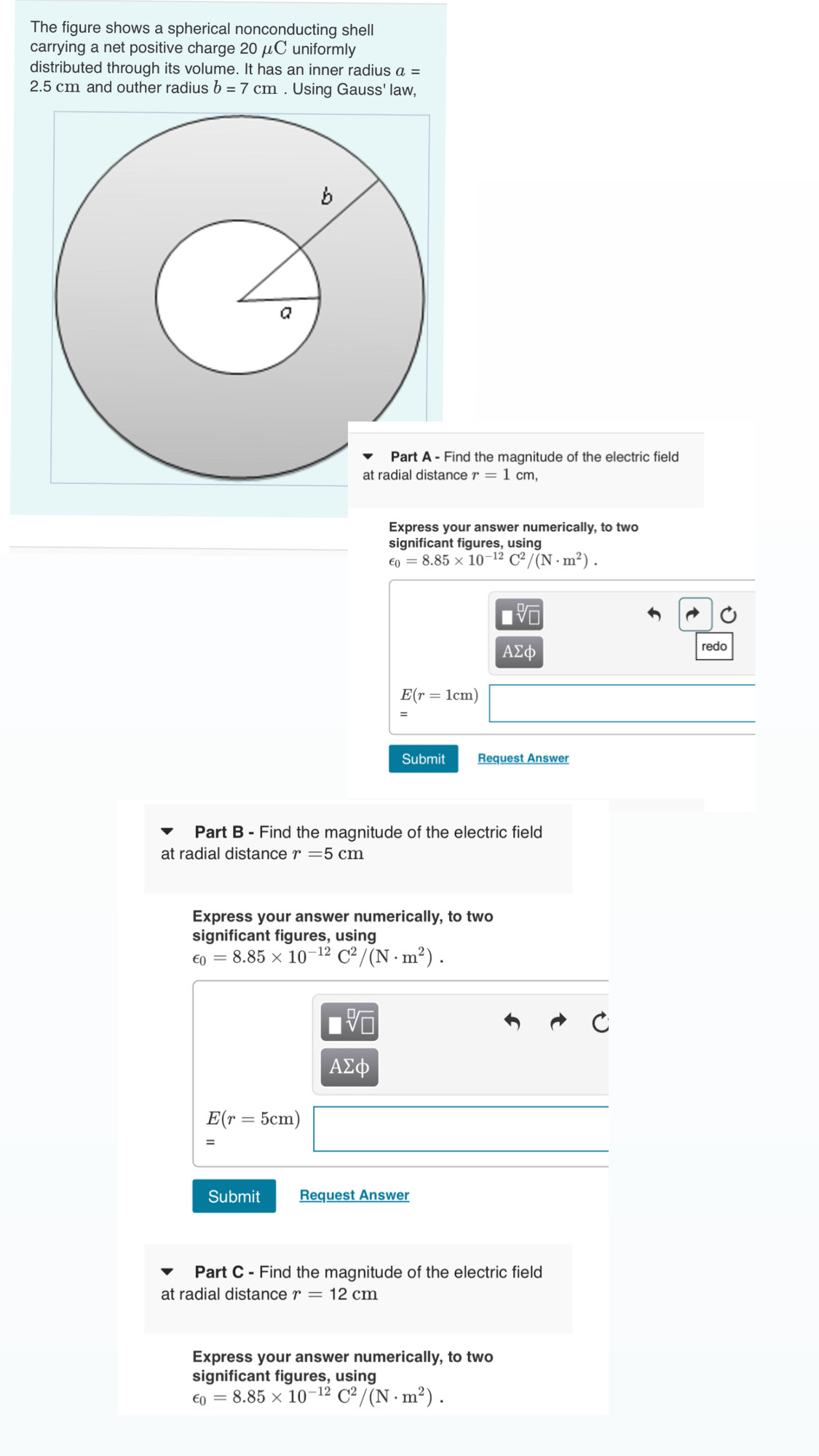 Solved The figure shows a spherical nonconducting shell | Chegg.com