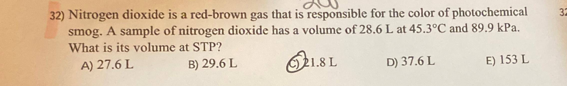 Solved Nitrogen dioxide is a red-brown gas that is | Chegg.com