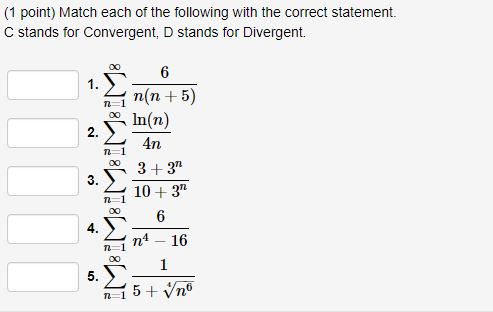 Solved (1 ﻿point) ﻿Match each of the following with the | Chegg.com