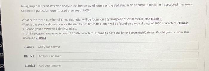 Solved 3 28 X An agency has specialists who analyze the | Chegg.com