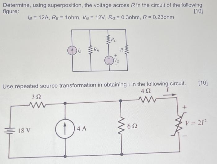 Solved Determine, using superposition, the voltage across R | Chegg.com