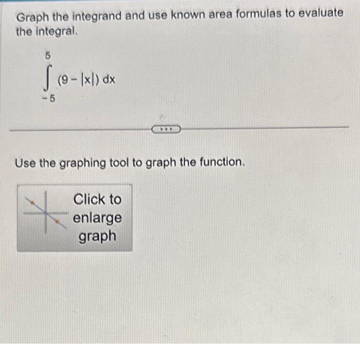 Solved Graph the integrand and use known area formulas to | Chegg.com