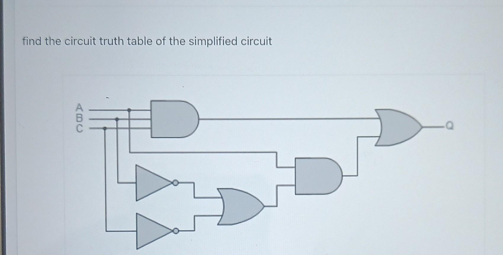 Solved find the circuit truth table of the simplified | Chegg.com