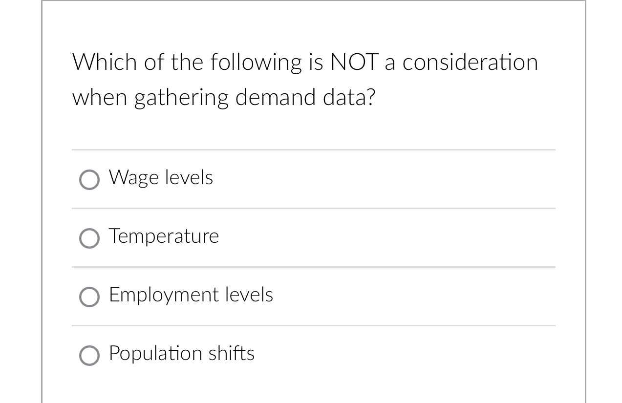 Solved Which of the following is NOT a consideration when | Chegg.com