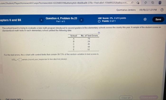 Solved standardized math tests in each clementary nchool | Chegg.com